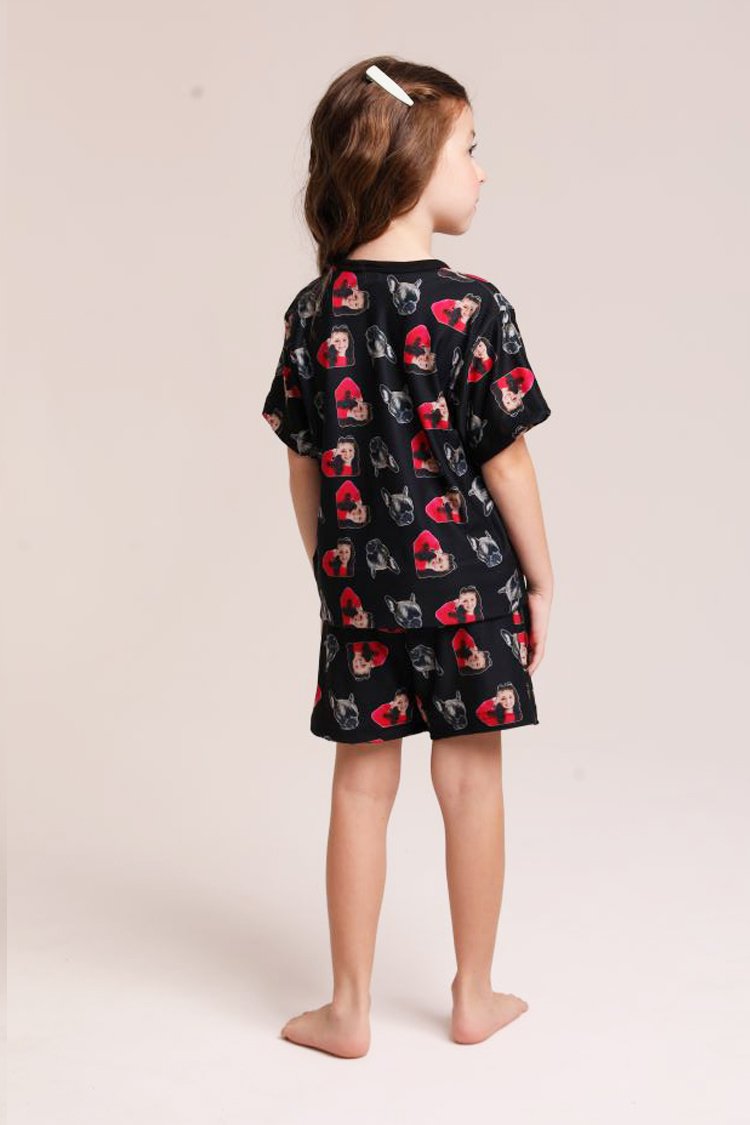 Pijama Personalizado Infantil Curto Preto