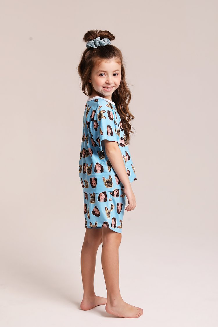Pijama Infantil Curto Azul Bebê